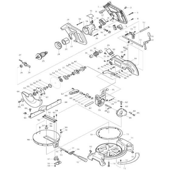 Makita BLS820 - Cordless Miter Saw 216mm - Power Tool Diagram | GHS