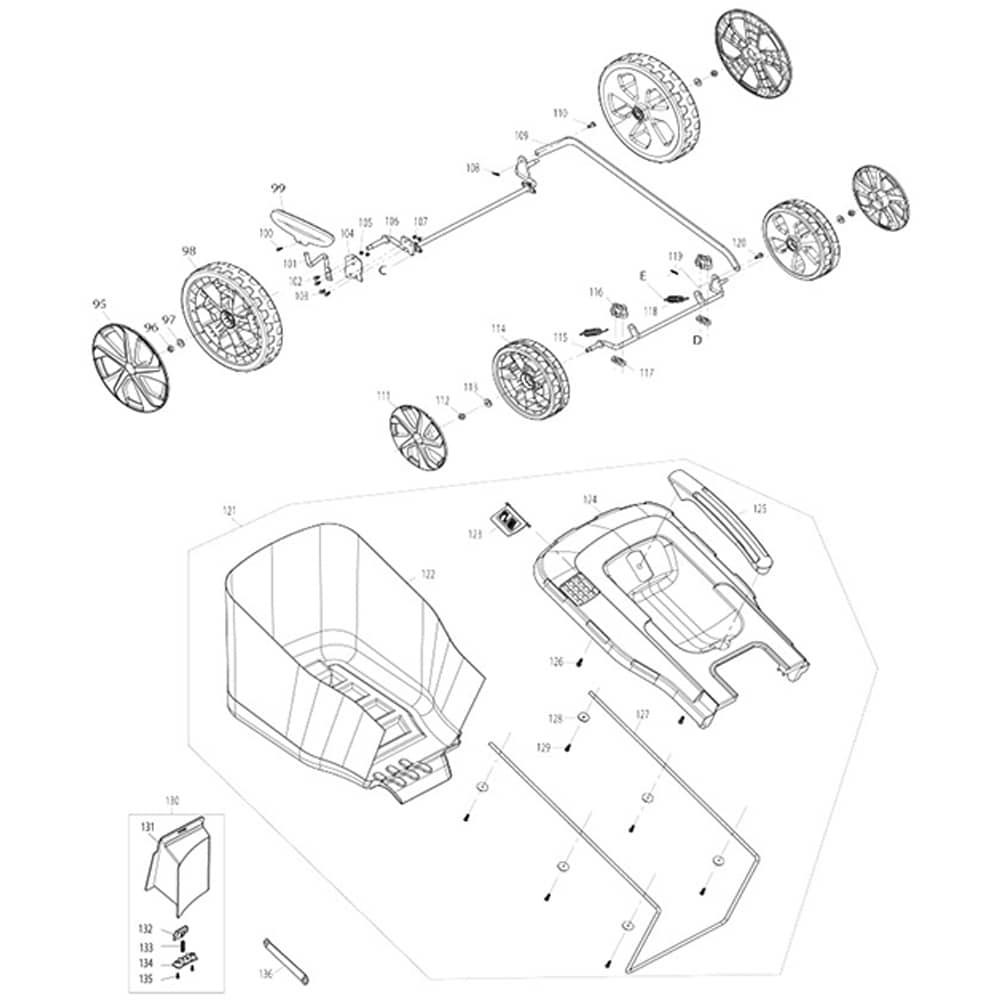 Makita ELM4121 - 410mm Electric Lawn Mower - Grass Catcher And Wheel ...
