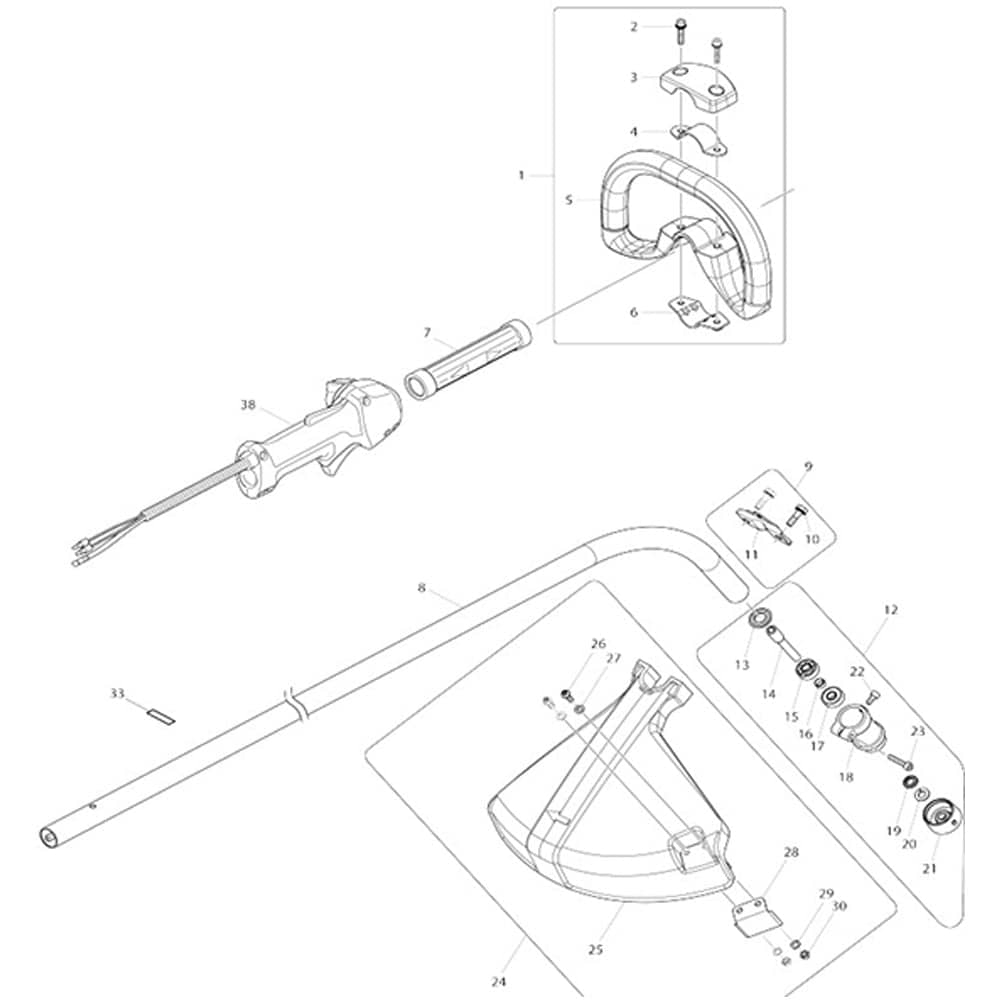 Makita ER2550LH - Petrol String Trimmer - Handle Assembly Diagram | GHS