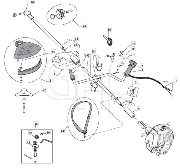 MB 2602 J - 2008 - 281021103/MO8 - Mountfield Brushcutter Main Assembly ...
