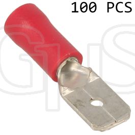 Blade Connectors 6.3mm Red Insulated Male Terminals Pack Of 100 | GHS