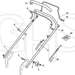 COMBI 53 S BW SILENT - 2010 - 201577044/S10 - Stiga Rotary Mower Handle ...