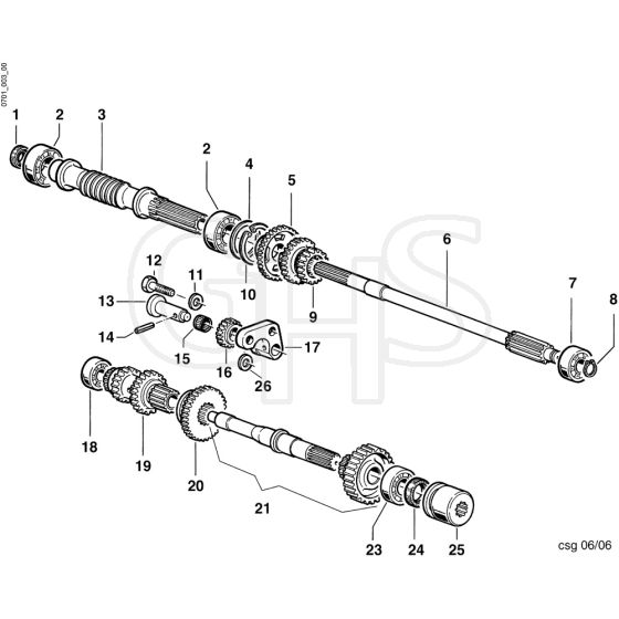 150 MS - Bertolini Sickle Bar Mower Gears (Gearbox) 02 Diagram | GHS