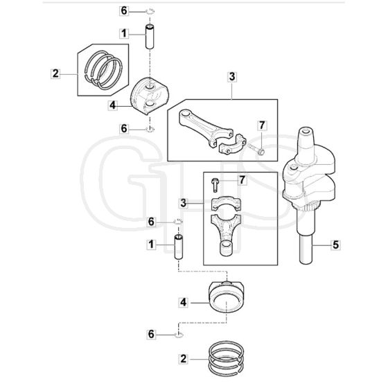 1638H Twin - 2019 - 2T2610683/M19 - Mountfield Ride On Mower Piston ...