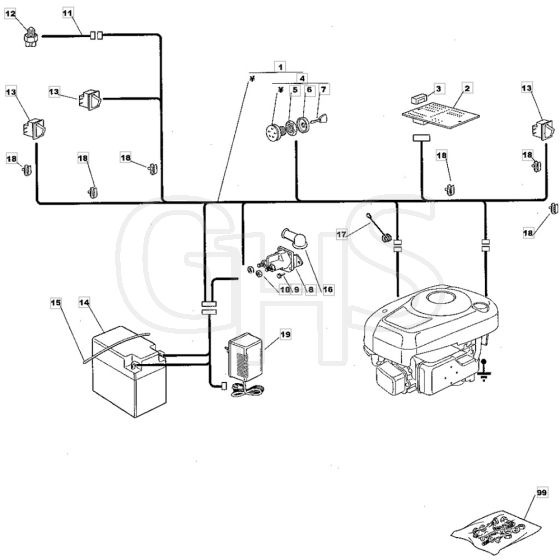 725M - 2003 - 13-2657-13 - Mountfield Ride On Mower Electrics Diagram | GHS