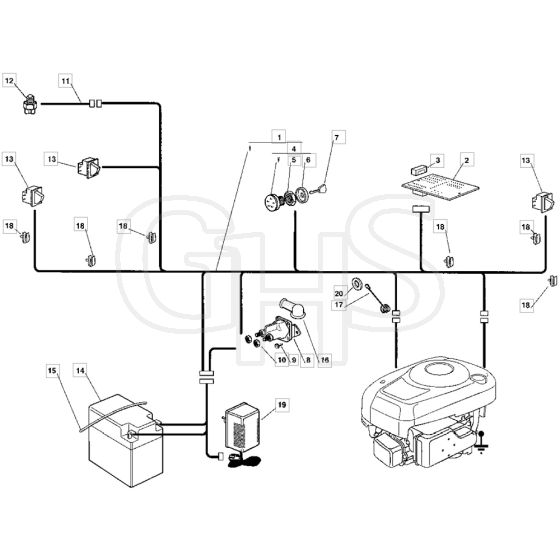 725M - 2004 - 13-2657-14 - Mountfield Ride On Mower Electrics Diagram | GHS