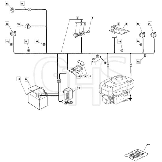 725M - 2005 - 13-2657-15 - Mountfield Ride On Mower Electrics Diagram | GHS
