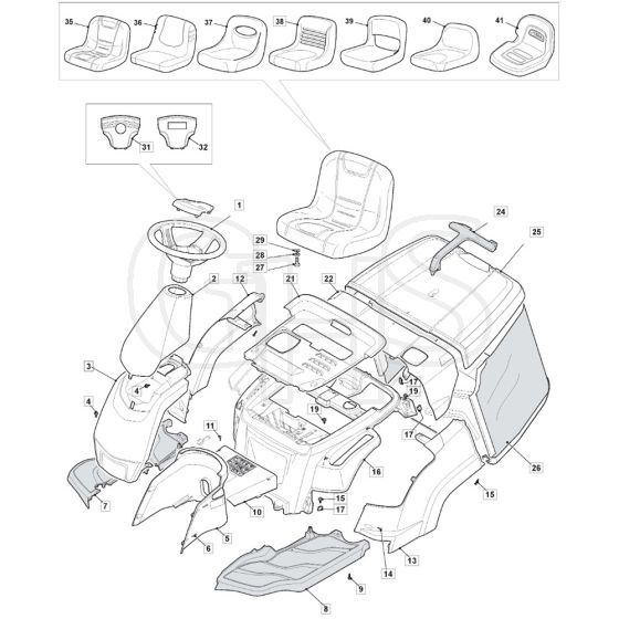 827M - 2018-2021 - 2T0050483/MTF - Mountfield Ride On Mower Body ...