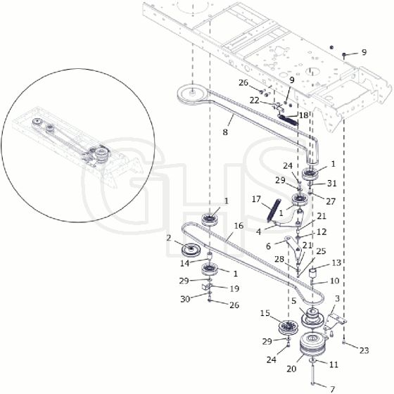 Countax B60 - From A0328984 06-04-2016 - 12 Chassis Belts B250 | GHS
