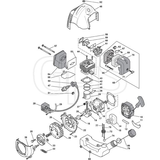 BJ 345 F - 2010 - 285422012/10 - Stiga Brushcutter Engine Diagram | GHS