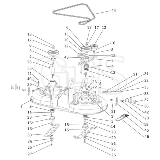ED 92/16 KH (K1600AVD) - 2023 - Efco Ride On Mower Mowing Deck Diagram ...