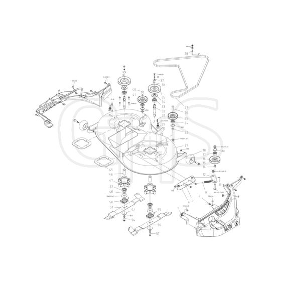 EF 102R/16 K - 2024 - Efco Ride On Mower Mowing Deck Diagram | GHS