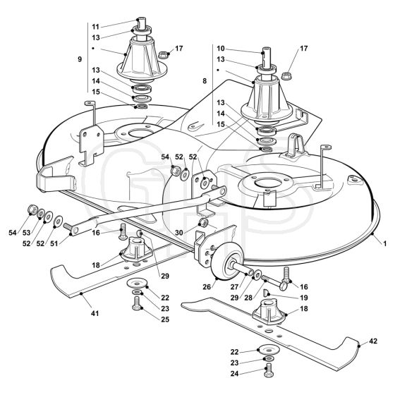 EF 103/16 K - 2022 - Efco Ride On Mower Mowing Deck Diagram | GHS