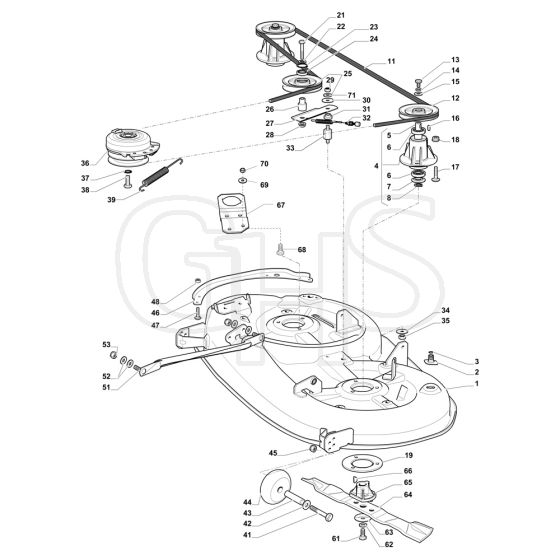 EF 108L/18.5 H - 2019 - Efco Ride On Mower Mowing Deck Diagram | GHS