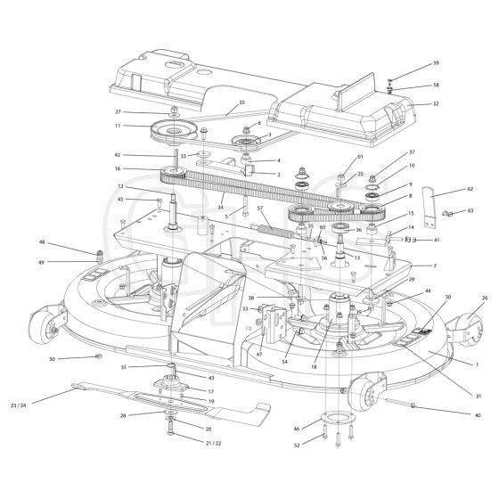 EF 124/22 H - 2017 - Efco Ride On Mower Mowing Deck Diagram | GHS