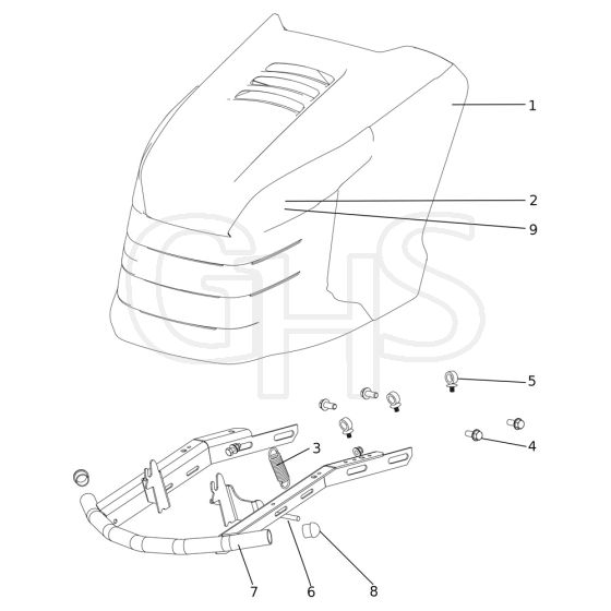 EF 92/13H - 2024 - Efco Ride On Mower Hood 02 Diagram | GHS