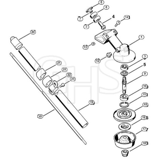 Genuine Stihl FS72 / O - FS 76: Gear head, Drive tube assembly | GHS