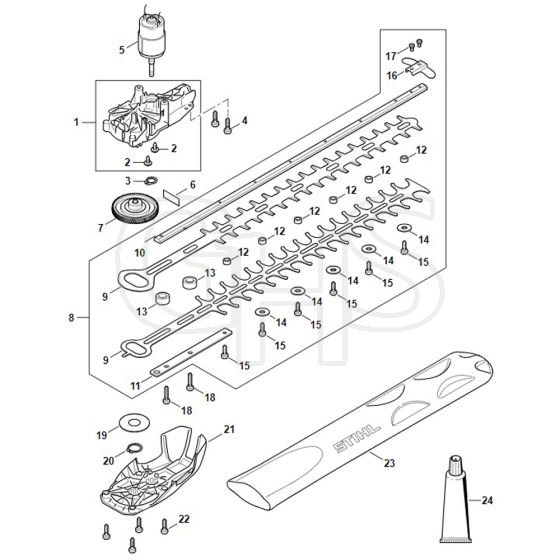 Stihl HSA50.1 - Gear Head, Electric Motor, Cutter Bar - Parts Diagram | GHS