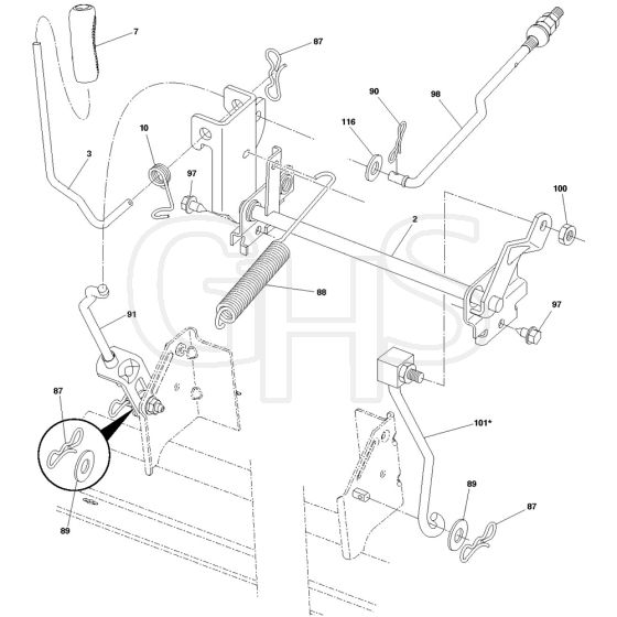 McCulloch M115-77TC - 96051005902 - 2014-04 - Mower Lift - Deck Lift ...