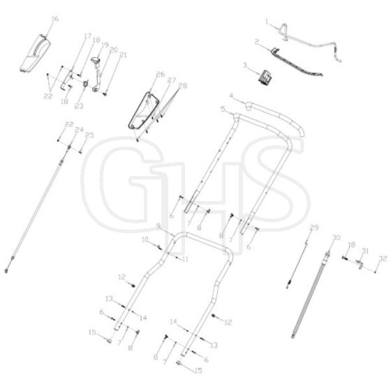 Cobra S40C - Scarifier Handle Assy Diagram | GHS