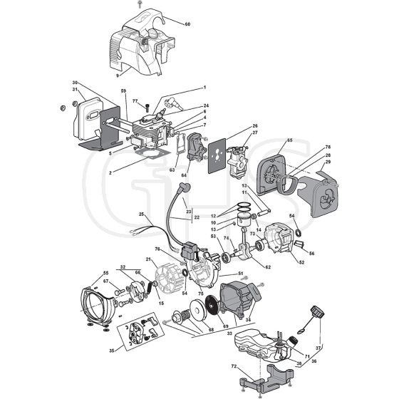 SB 35D - 2009 - 283821002/08 - Stiga Brushcutter Engine Diagram | GHS
