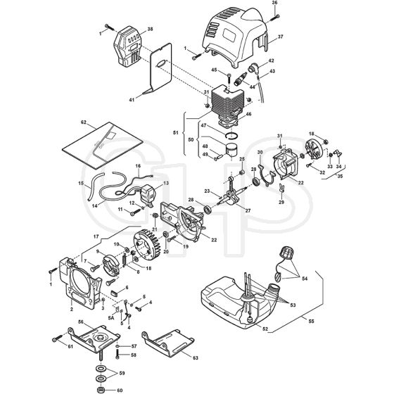 SB 40 - 2001-2011 - 184121002 - Stiga Brushcutter Engine Diagram | GHS