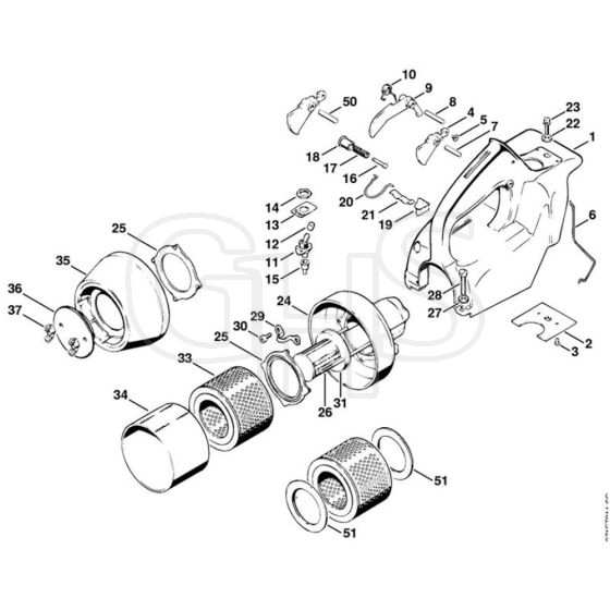 Stihl TS08 - Shroud, Filter Housing - Parts Diagram | GHS
