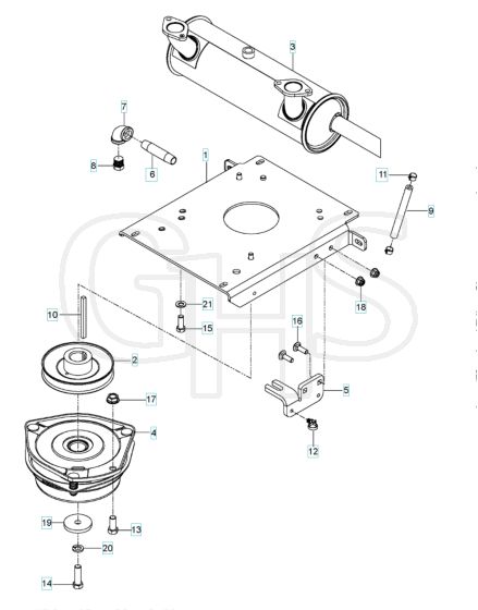 Husqvarna Pz54 - Engine Mounting With Guards & Muffler | GHS