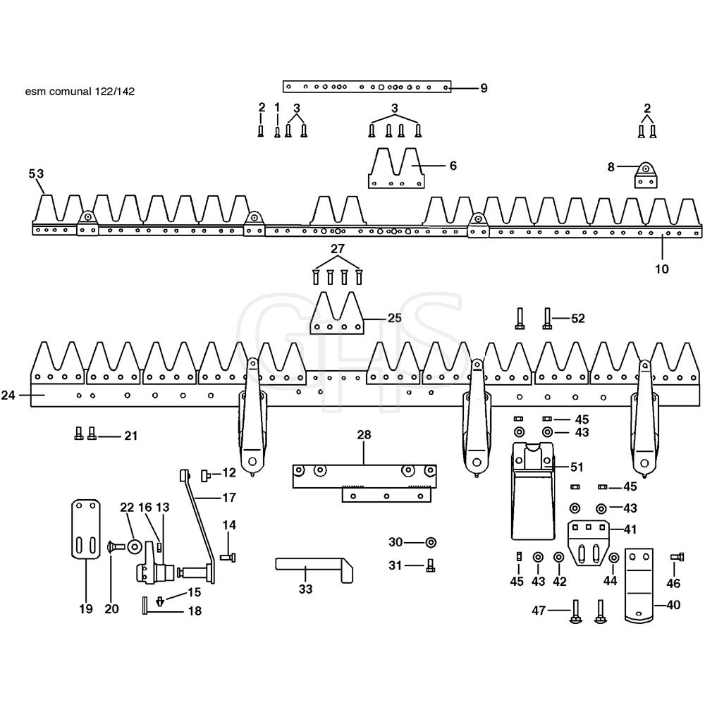 150 S - Bertolini Sickle Bar Mower Cutter Bar Diagram | GHS