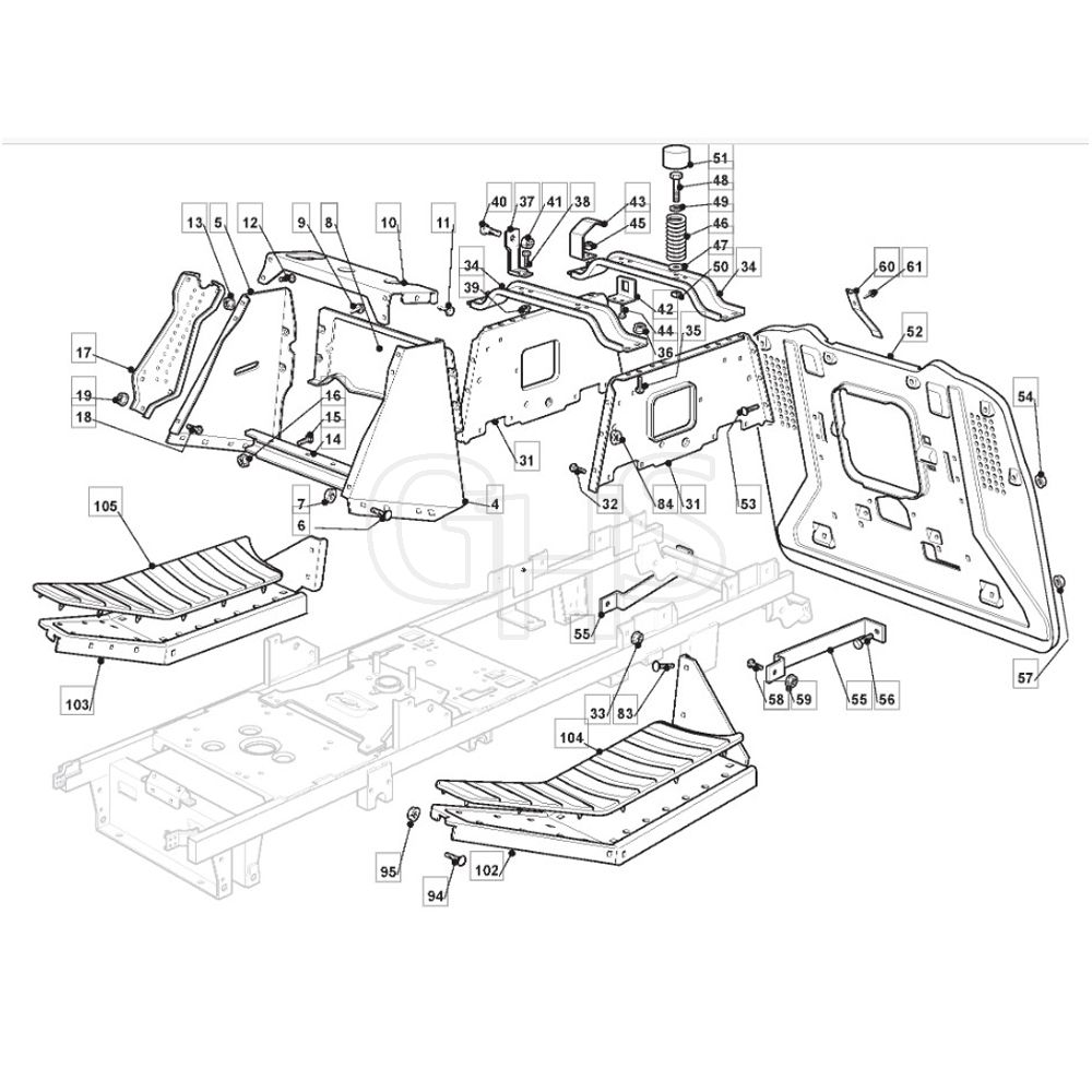 1636H - 2012-2020 - 2T0430483/M11 - Mountfield Ride On Mower Chassis ...