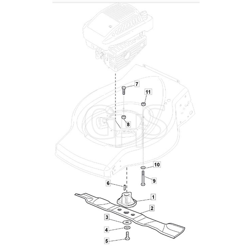45 - 2005 - 24-3434-71 - Mountfield Rotary Mower Blade Diagram | GHS
