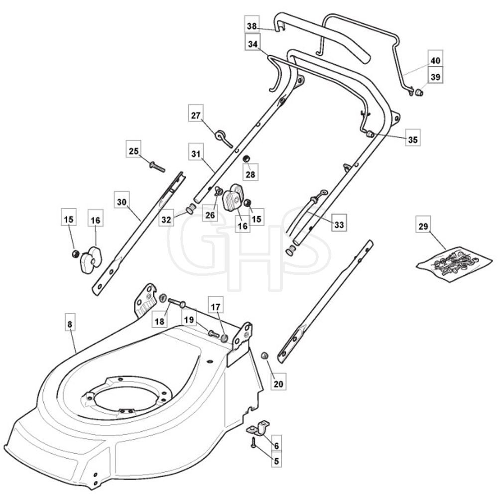 460R PD - 2010 - 294489023/M10 - Mountfield Rotary Mower Upper Handle ...