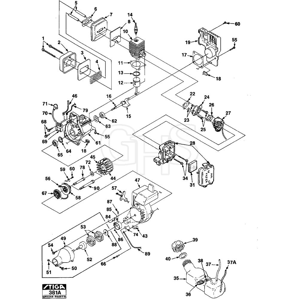 7000 - 1992-1994 - 19-2121-14 - Stiga Brushcutter Engine Diagram | GHS