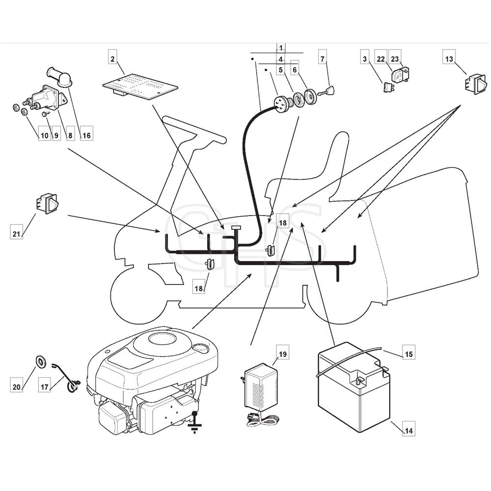 725M - 2007 - 13-2649-17 - Mountfield Ride On Mower Electrics Diagram | GHS