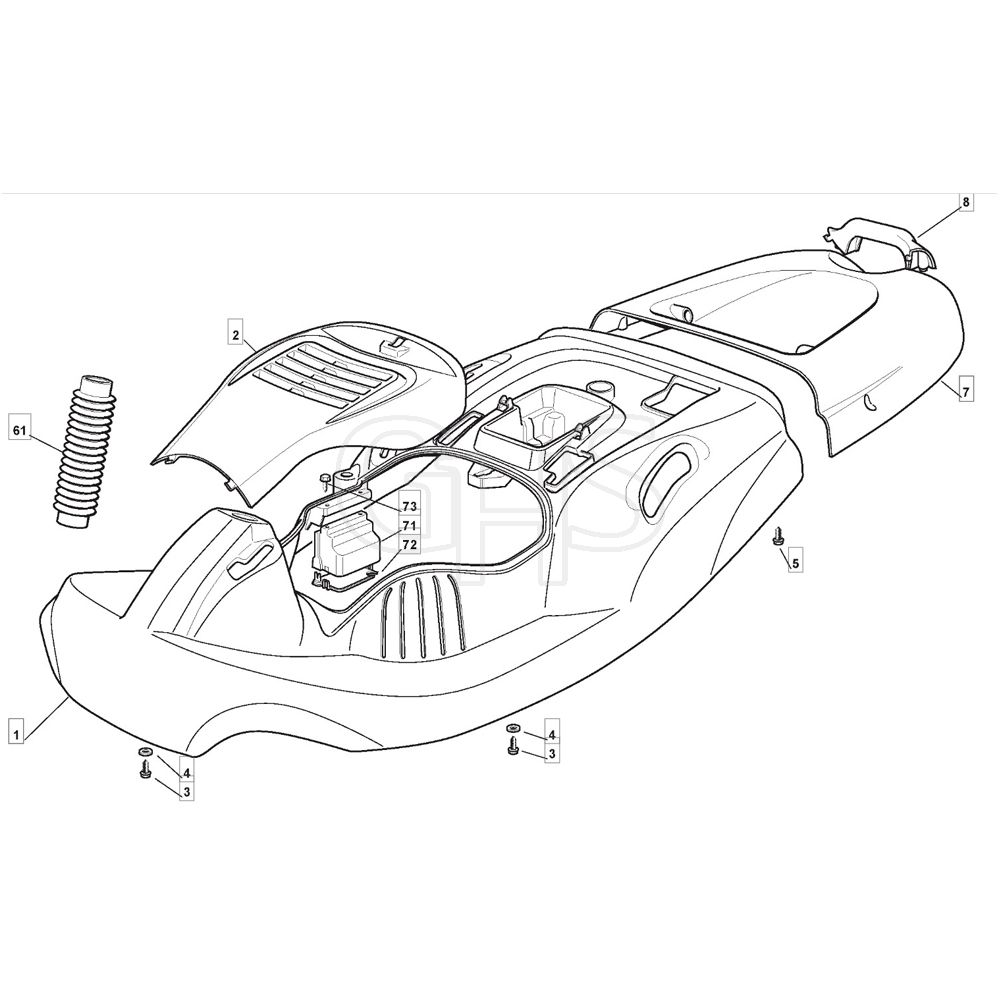 725M - 2008 - 299971583/UM8 - Mountfield Ride On Mower Body Diagram | GHS