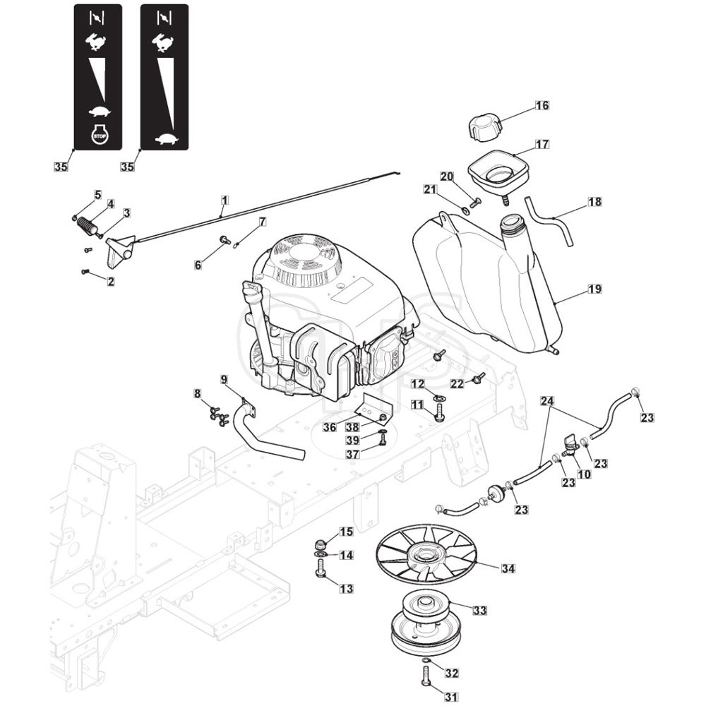 827M - 2013-2015 - 2T0045483/M13 - Mountfield Ride On Mower Engine ...