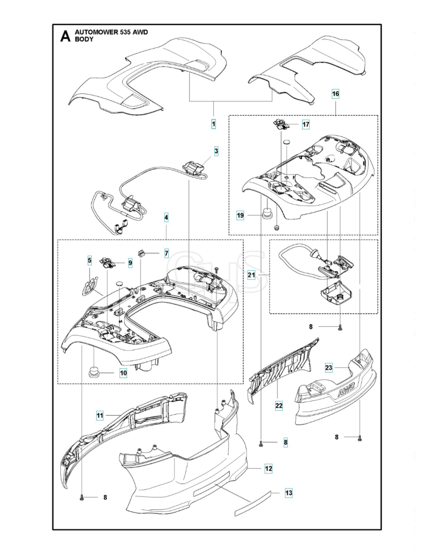 Husqvarna Automower 535 Awd - Cover | GHS