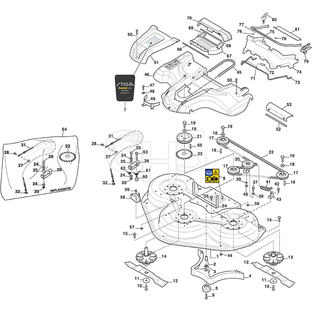 COMBI 125 PRO EL QF - 2019-2021 - 2D6312521/ST1 - Stiga Front Mower ...
