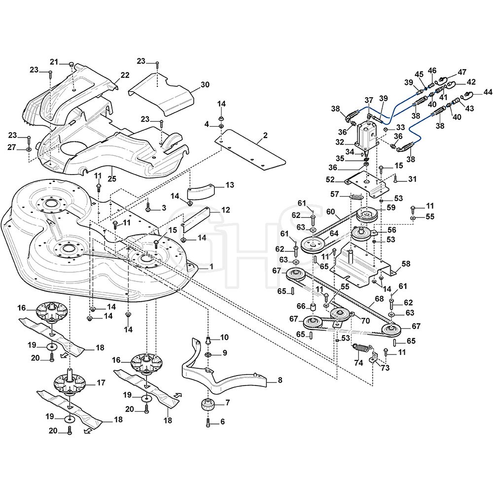 COMBI RM125H - 2011-2018 - 13-7822-24 - Stiga Front Mower Cutting Deck ...