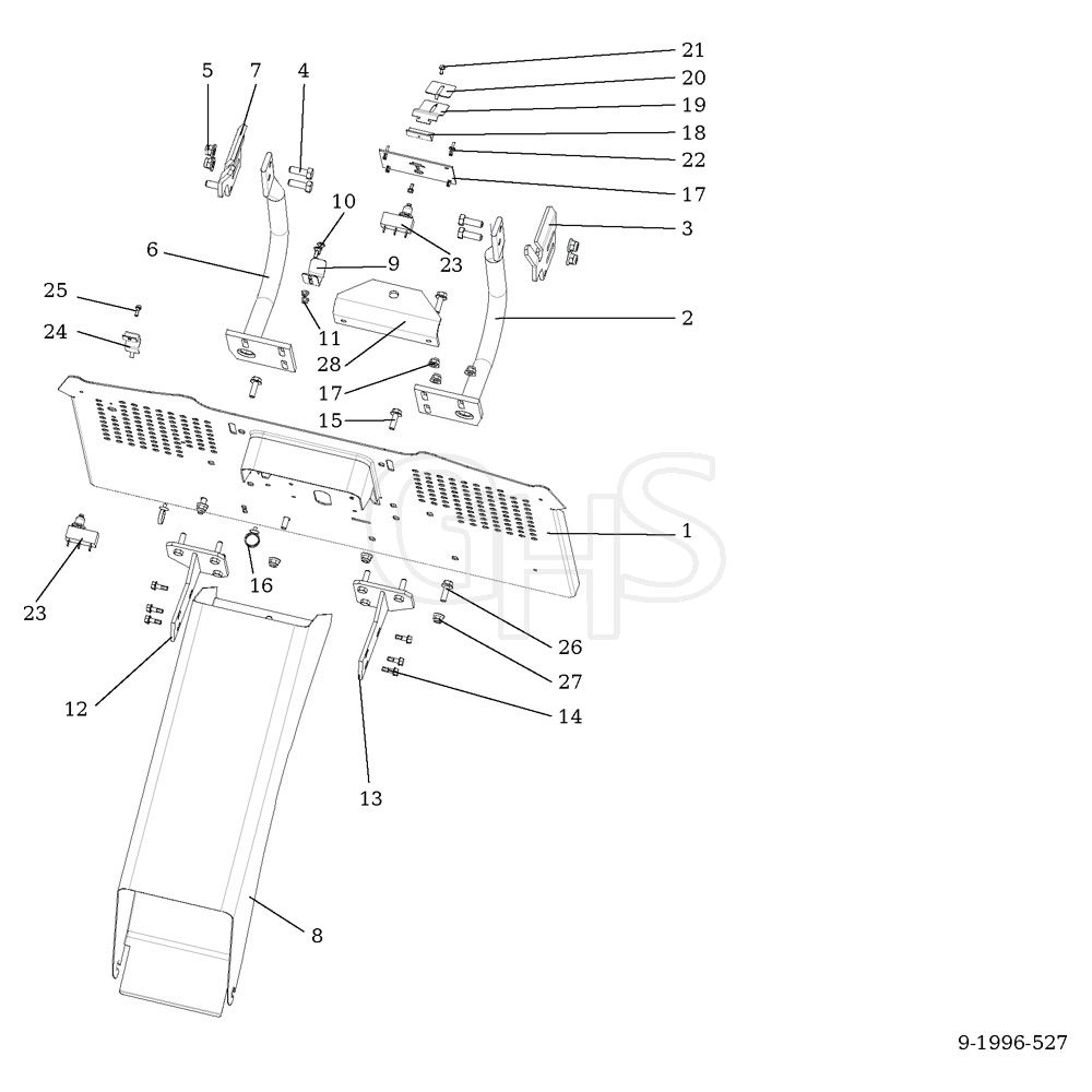 EF 92/16H - 2015 - Efco Ride On Mower Chute and collector assy Diagram ...
