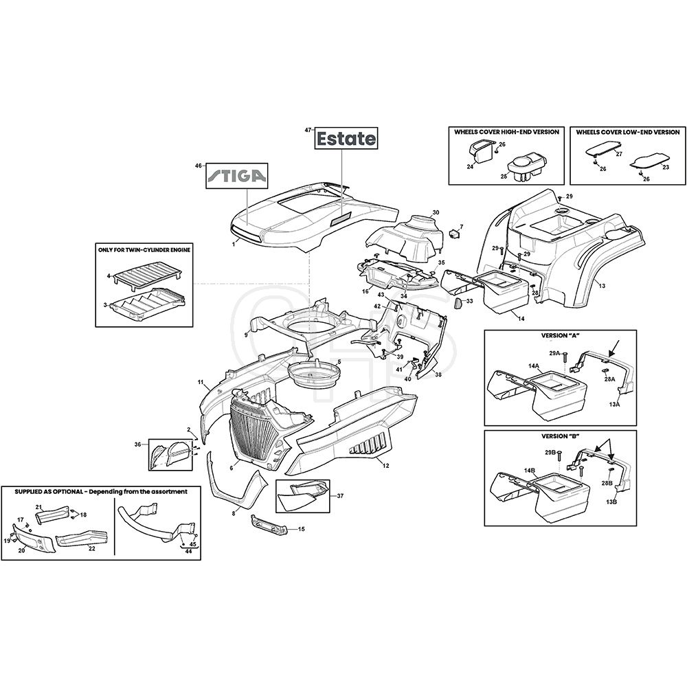 ESTATE 398 W SE - 2024-2025 - 2T2630481/STX - Stiga Ride On Mower Body ...