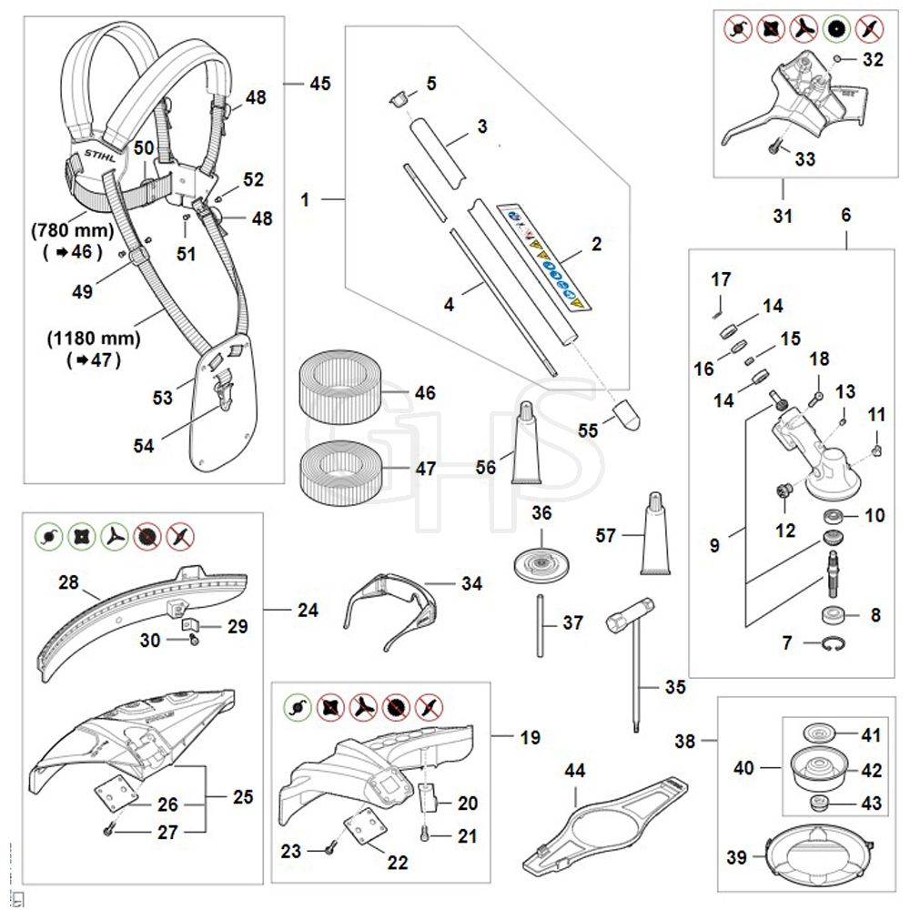 Stihl FSA200.0 - Drive Tube Assembly, Gear Head, Deflector - Parts ...
