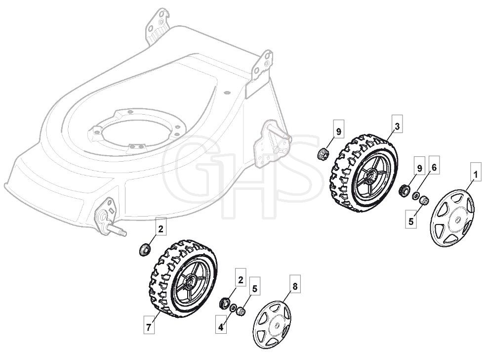 HP470 - 2005 - 293516028/BQ - Mountfield Rotary Mower Wheels Diagram | GHS