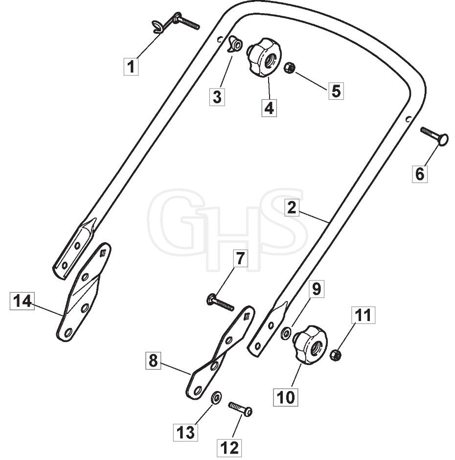 HP474 - 2007-2009 - 299174648/BQ - Mountfield Rotary Mower Lower Handle ...