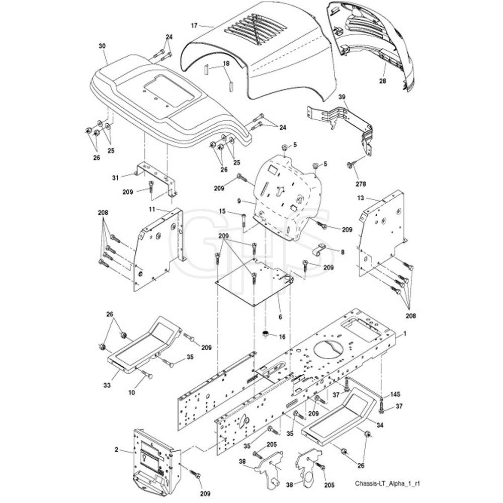 McCulloch M11597 - 96011023704 - 2010-09 - Chassis & Enclosures Parts ...