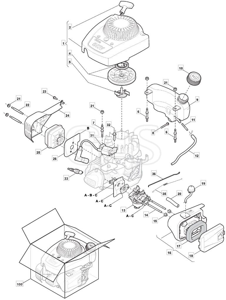 M411 HP - 2011 - 297411043/M11 - Mountfield Rotary Mower RV100 Engine ...