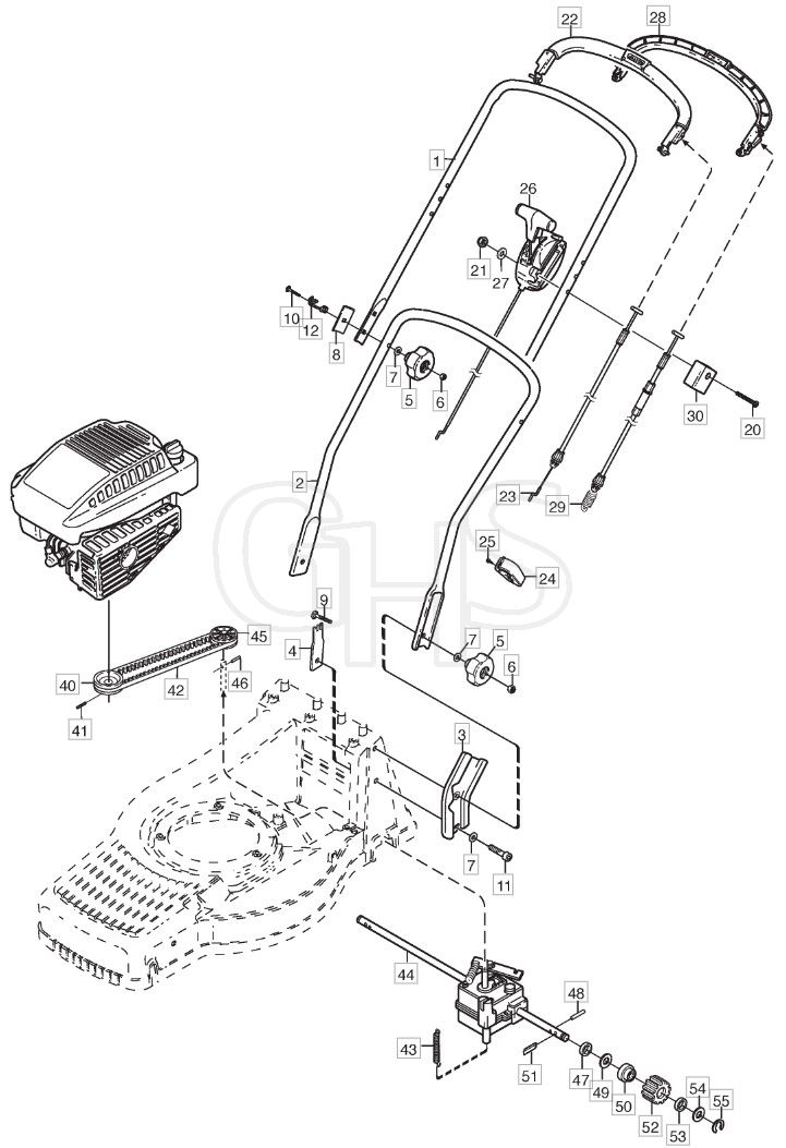 M6 PD ES TRI-CUT - 2004 - 12-9698-79 - Mountfield Rotary Mower Handle ...