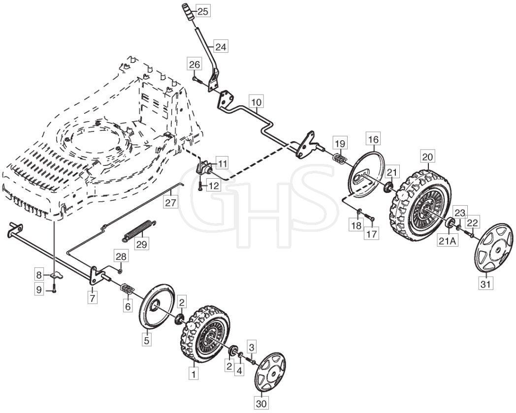 M6 PD ES TRI-CUT - 2004 - 12-9698-79 - Mountfield Rotary Mower Wheels ...