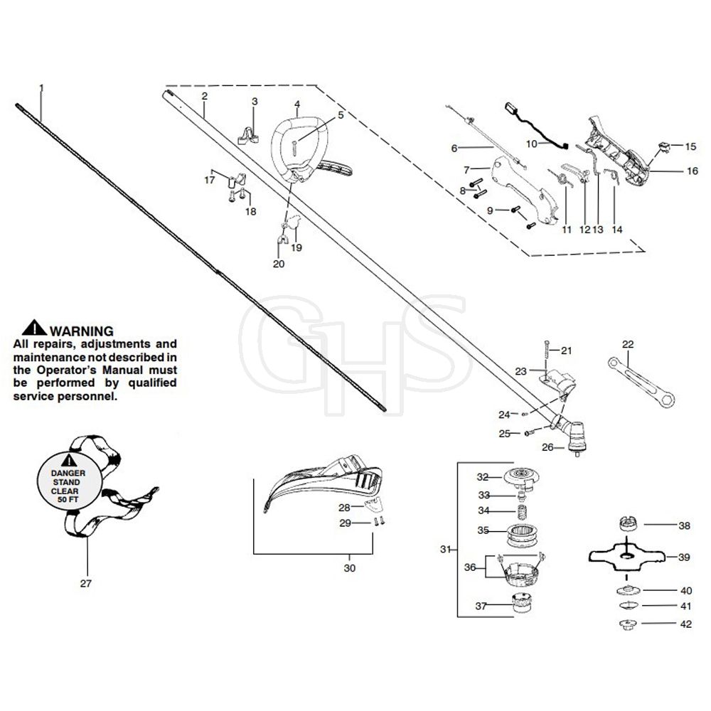 McCulloch MAC 250 L GT - 2010-03 - Shaft & Handle (1) Parts Diagram | GHS