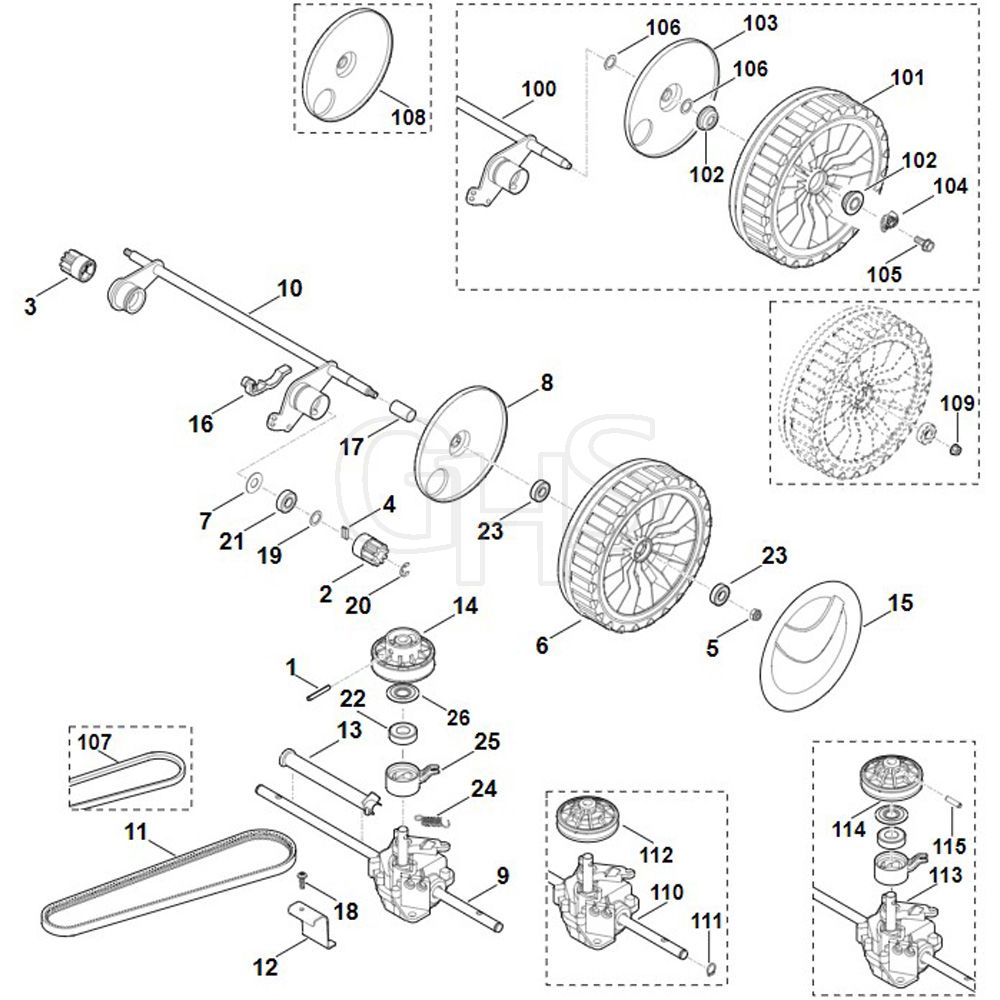 Viking MB545.0VE - Shaft, Gear Box - Parts Diagram | GHS